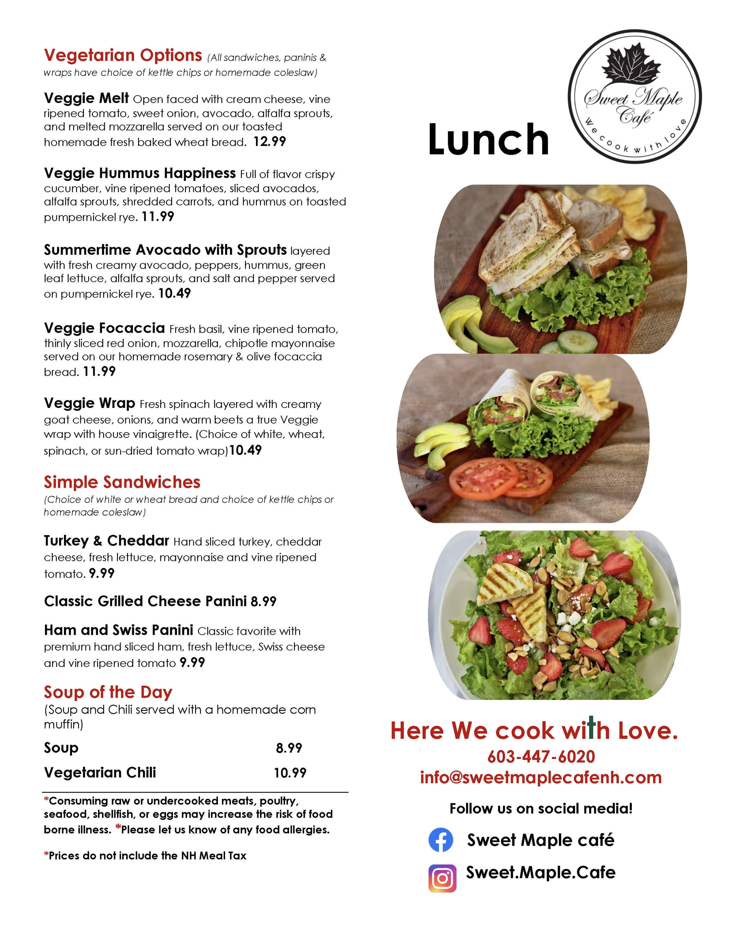 Lunch Menu | Sweet Maple Café